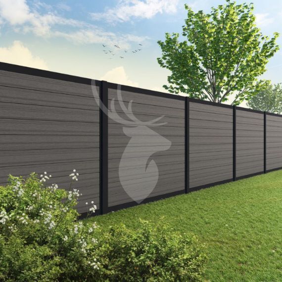 Velufence composiet schutting | Fiberdeck dark grey | zwart aluminium ...